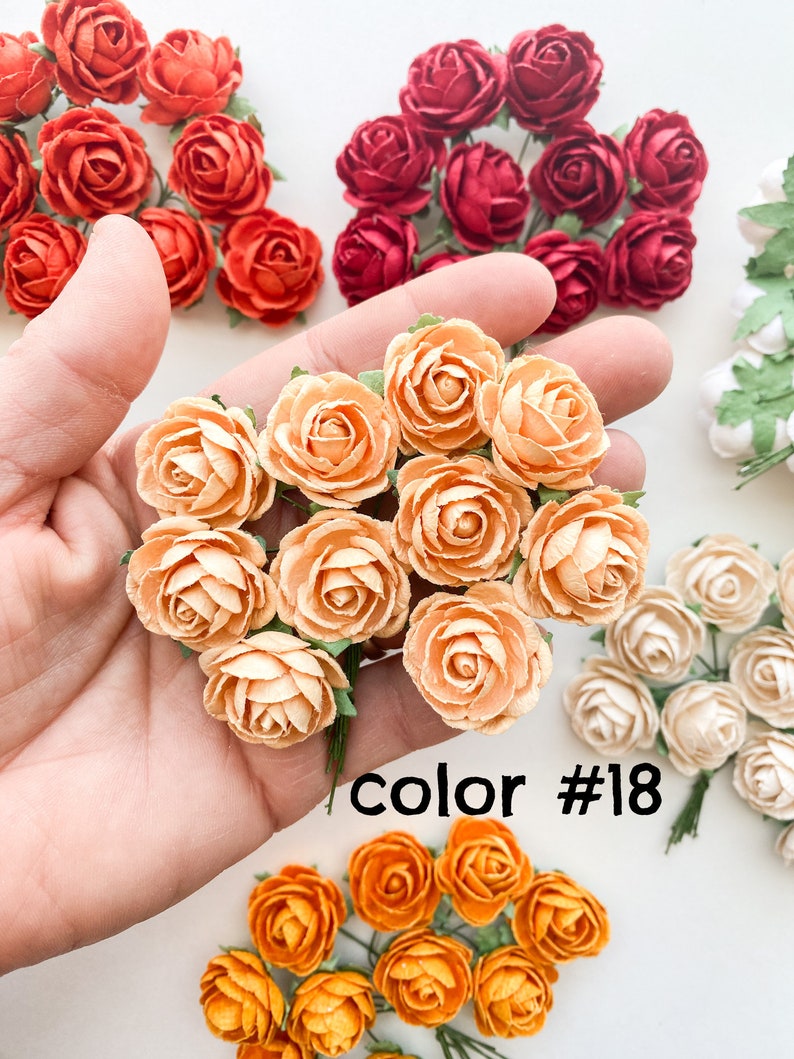 Summer Tones Budded Rose Mulberry Paper Flowers - CH00SE COLOR - 25mm ...