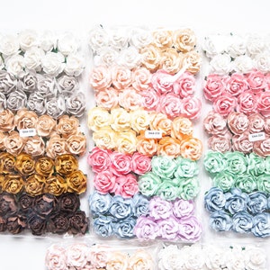 50 Small Wild Roses Mulberry Paper in Vintage Pastel Tones Mixed Pack ...