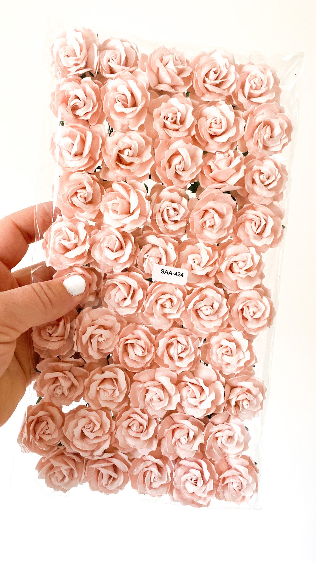 50 Small Wild Roses Mulberry Paper in Blush Pink - 30mm - Light Pink ...