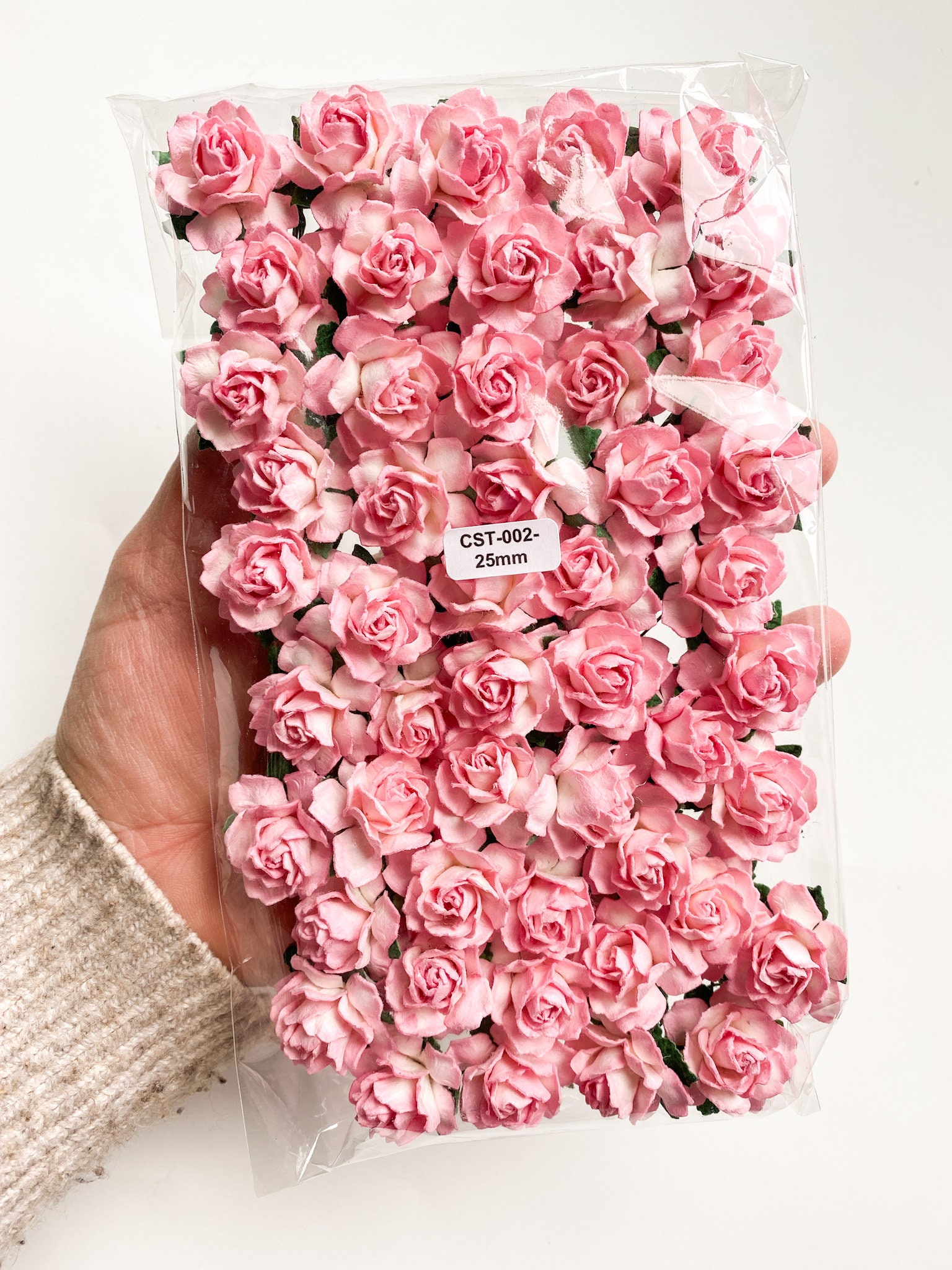 50 Small Cottage Rose Mulberry Paper Flowers in Two Tone Pink 25 Mm ...