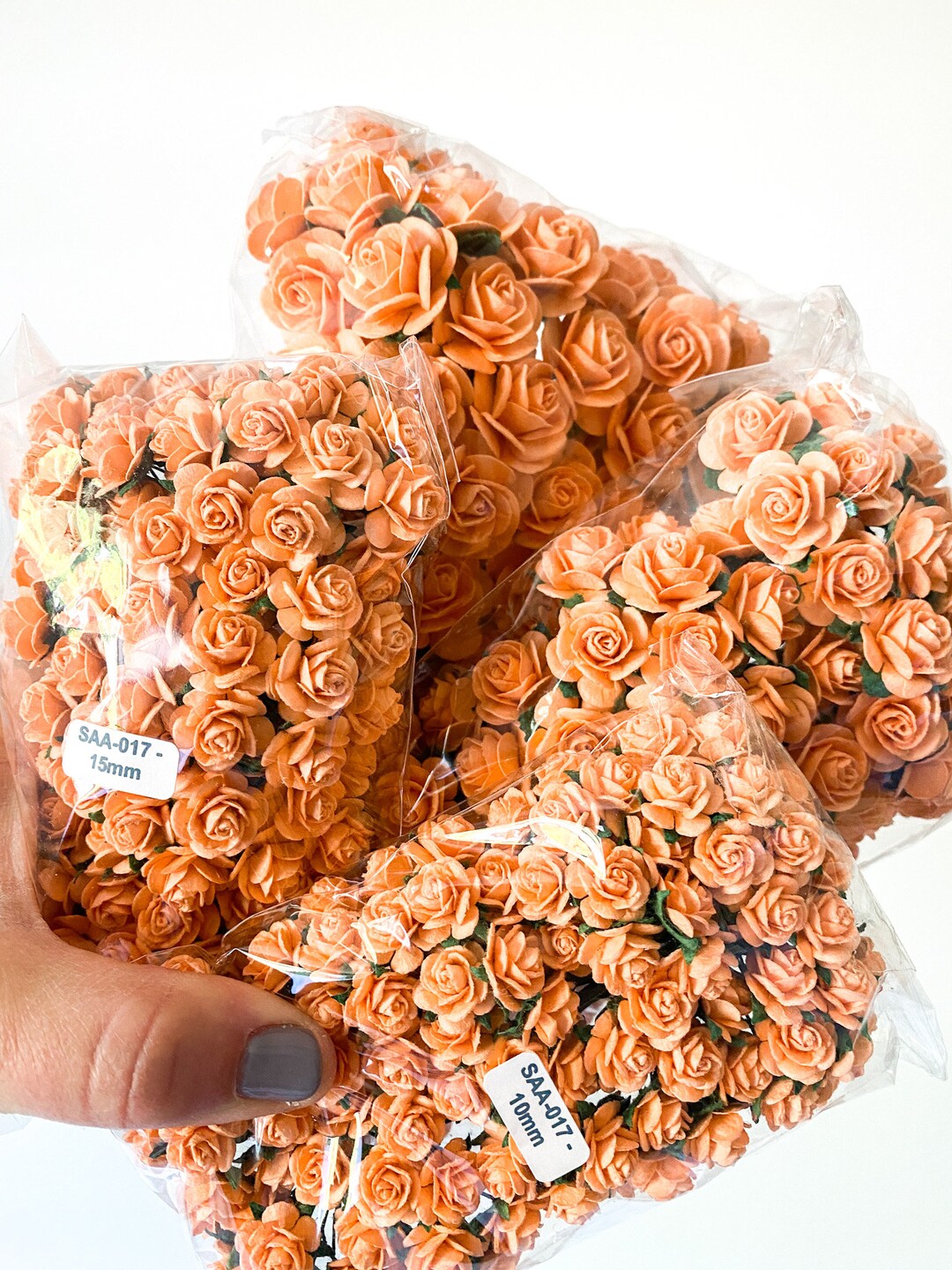 Peach Open Rose Mulberry Paper Flowers -CHO0SE QTY 10 or 50 & SIZE 10 ...