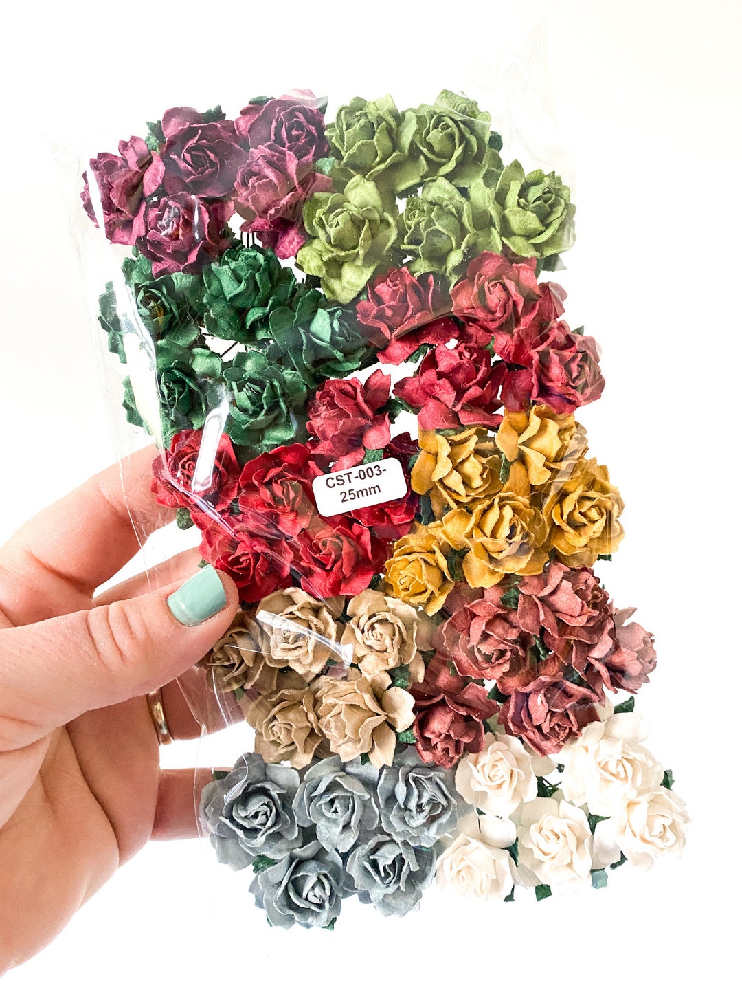 50 Small Cottage Rose Mulberry Paper Flowers in Jewel Tones - 25 Mm ...