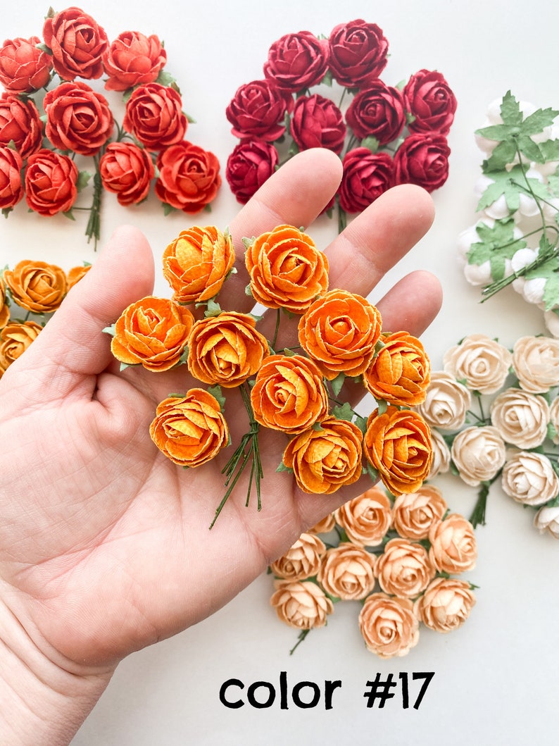 Summer Tones Budded Rose Mulberry Paper Flowers - CH00SE COLOR - 25mm ...