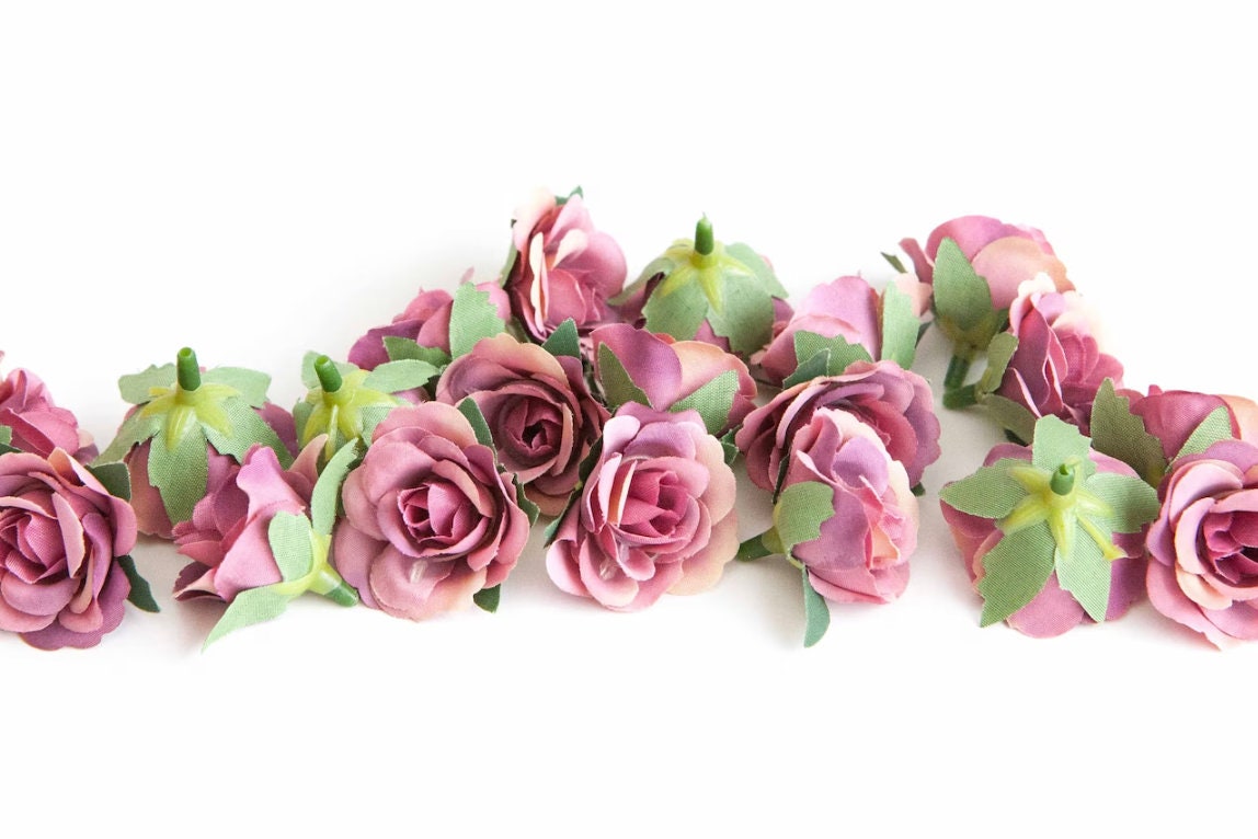 30 Mini Roses in Antique Pink and Purple SMALL Artificial Roses see ...