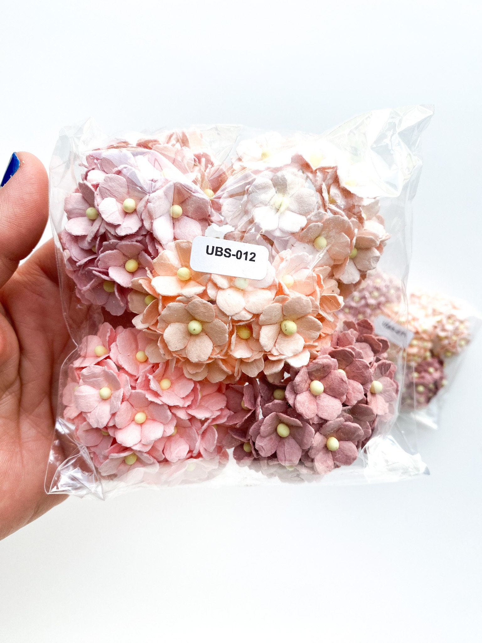 100 Regular or Mini Sweetheart Blossoms Paper Flowers in Pink or Pink ...