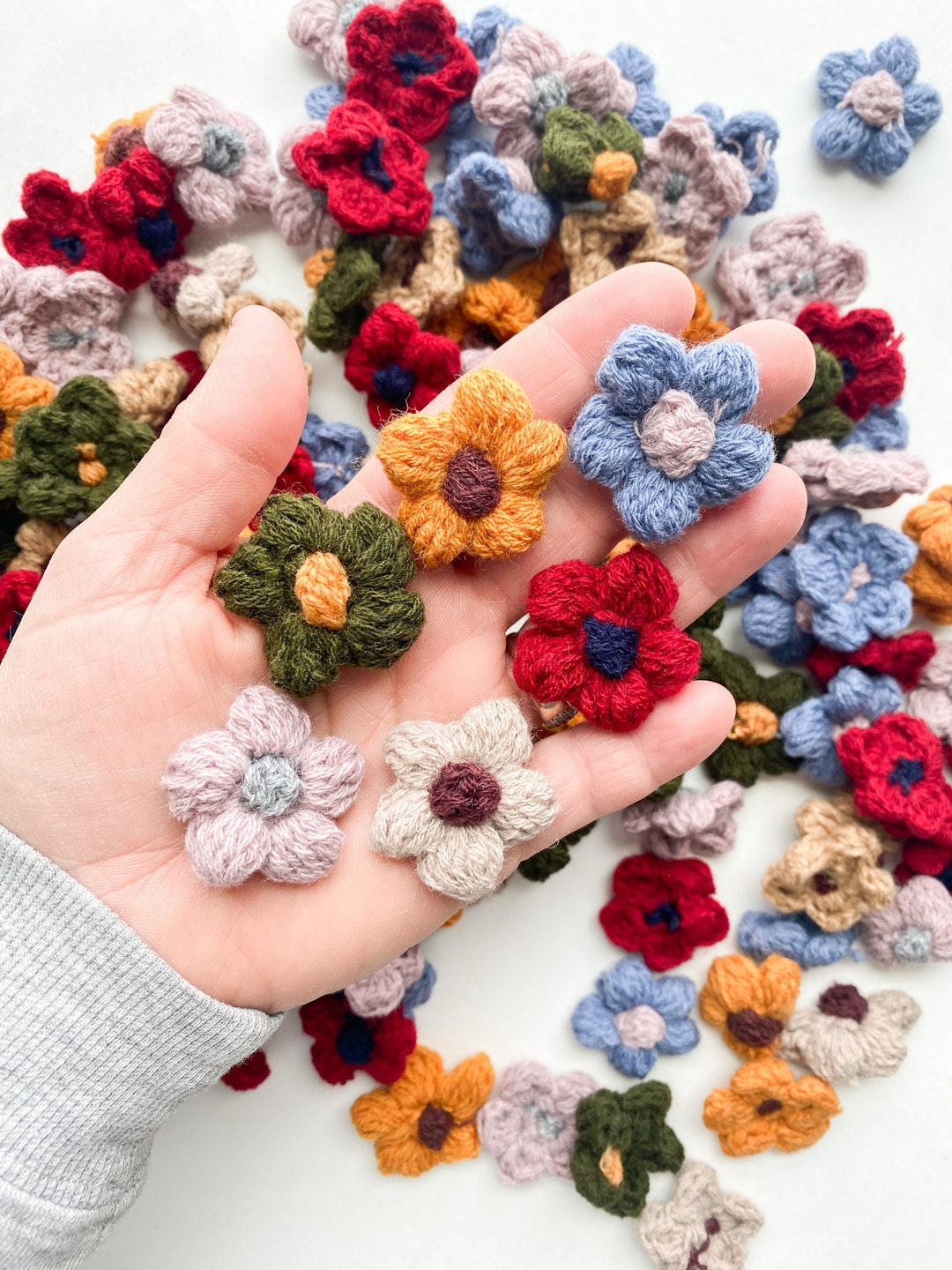 10 Crochet Flowers - CH00SE COLOR - Artificial Flowers, Flowers, Small Crochet Flowers, Yarn ...