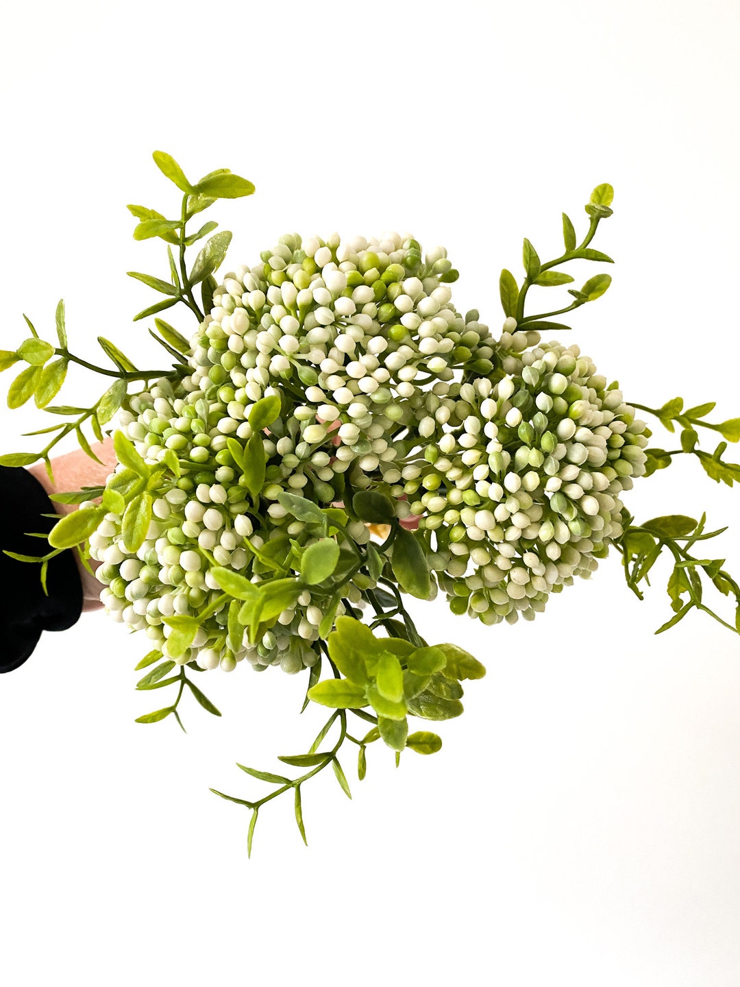 3 Light Green and White Berry Stems - Artificial Berries, Berry Stems ...