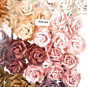 50 Small Wild Roses Mulberry Paper in Vintage Pastel Tones Mixed Pack ...