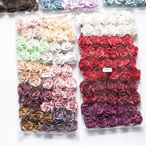 50 Small Wild Roses Mulberry Paper in Vintage Pastel Tones Mixed Pack ...