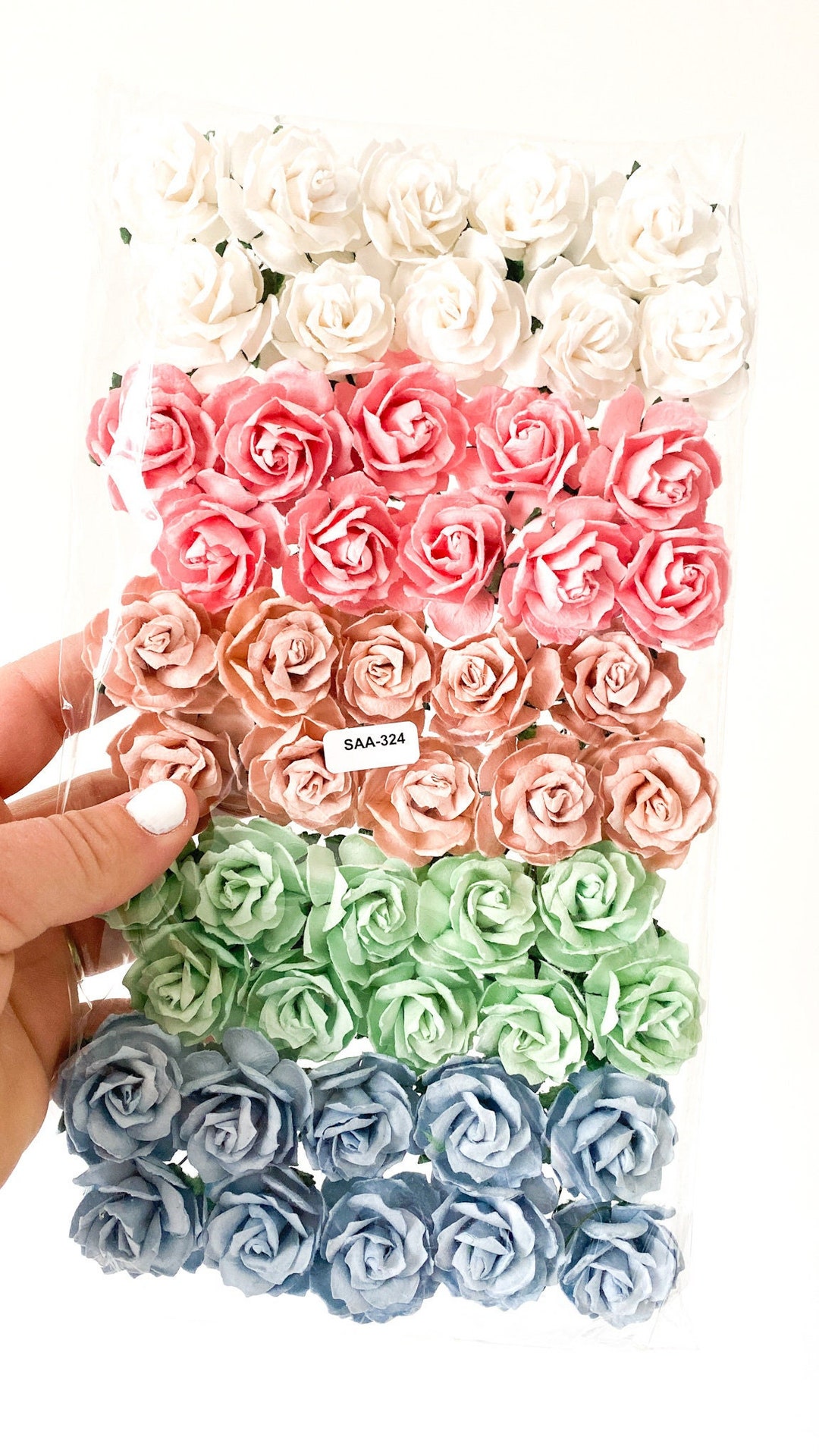 50 Small Wild Roses Mulberry Paper in Spring Tones Mixed Pack - Paper ...