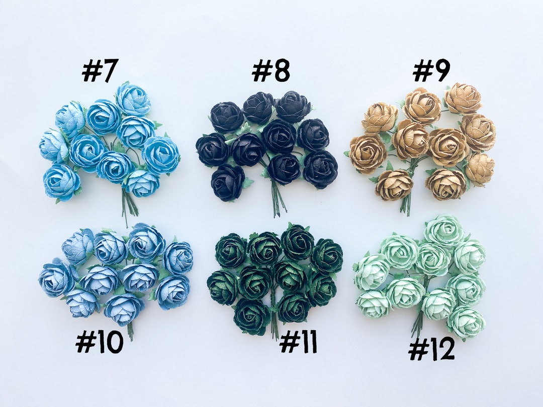 Blue or Green Tones Budded Mulberry Paper Flowers - CH00SE COLOR ...