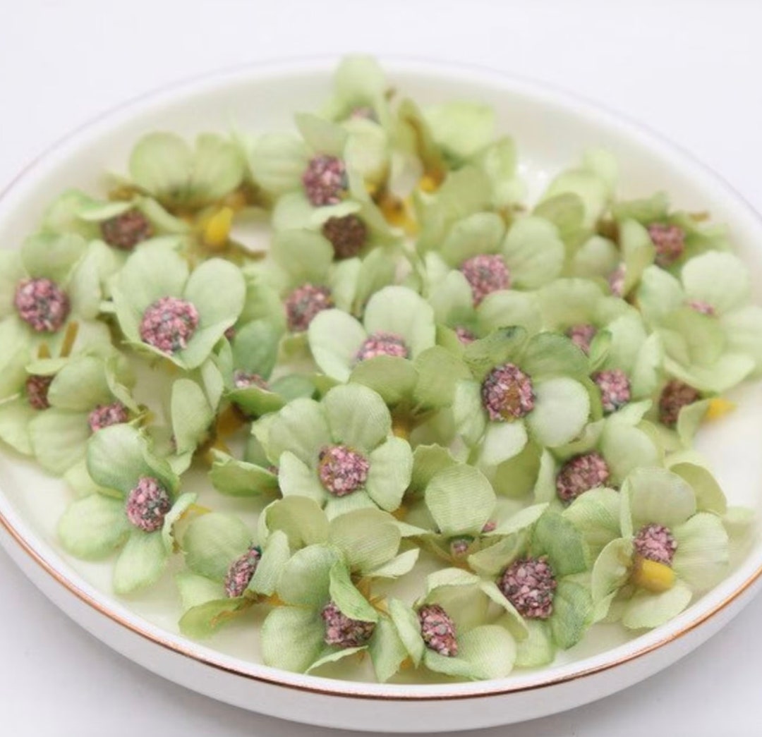 50 Tiny Blossoms in LIGHT GREEN - Read Description - Artificial Flowers - Pastel Blossoms - ITEM ...
