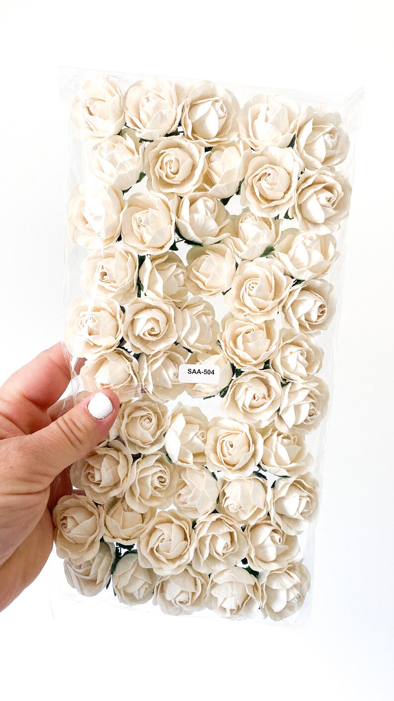 50 Ranunculus Buds Mulberry Paper Flowers in IVORY Artificial Flowers ...