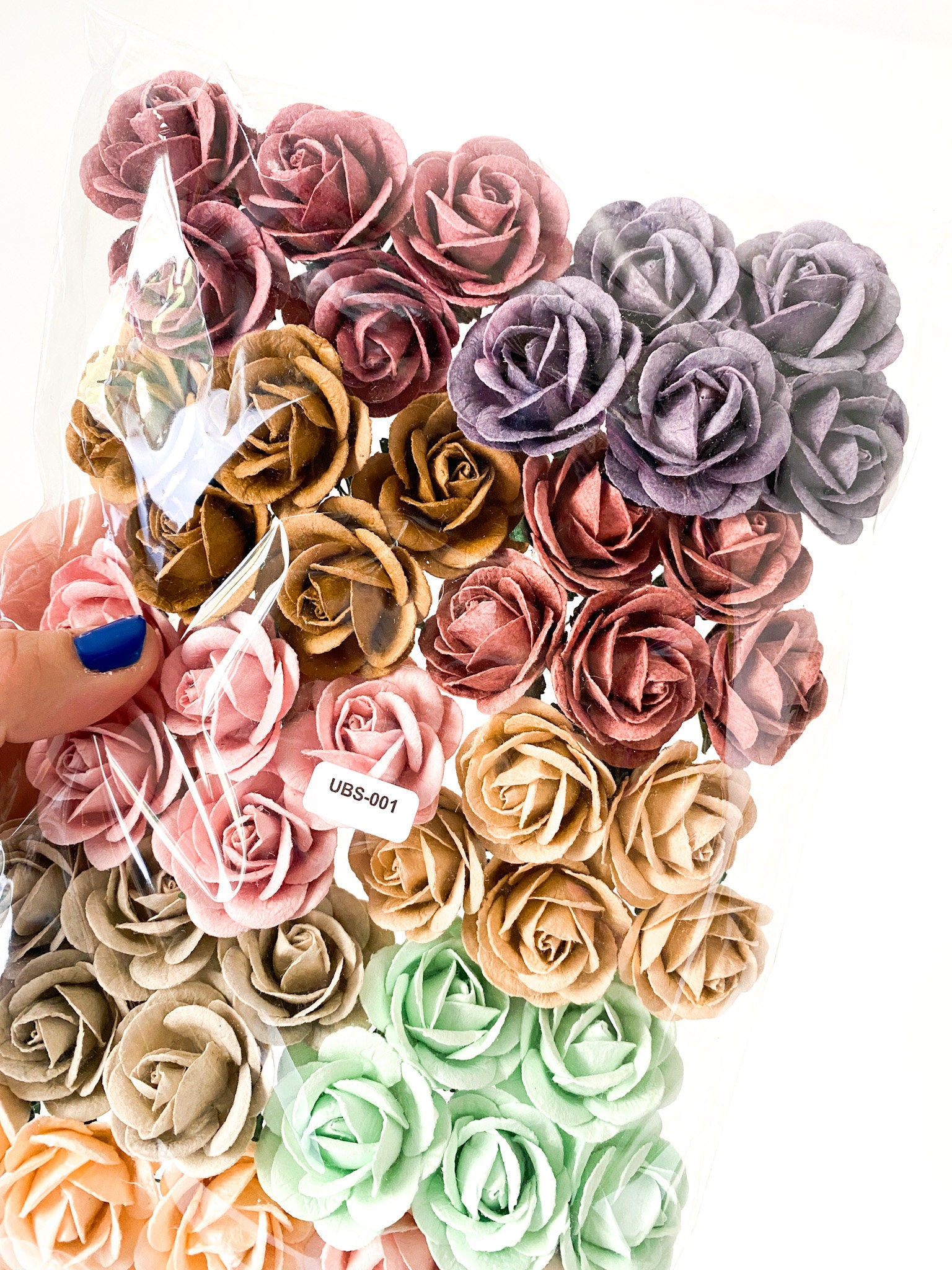 50 Chelsea Roses in Mulberry Paper in Vintage Tones Artificial Flowers ...