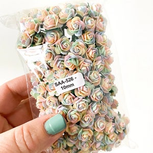100 Open Rose Mulberry Paper Flowers - CHOOSE COLOR - 10mm - Artificial ...