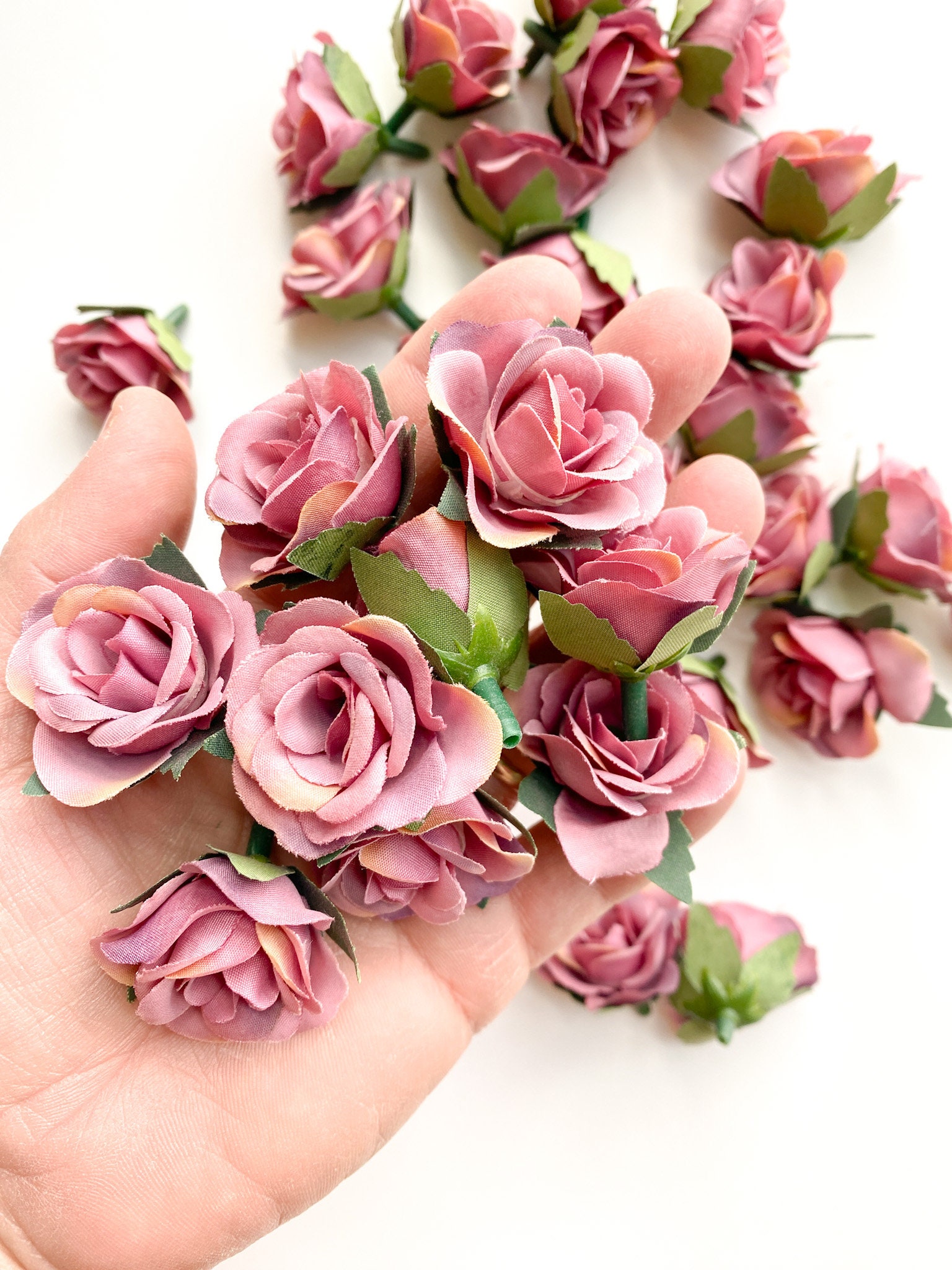 30 Mini Roses in Antique Pink and Purple SMALL Artificial Roses see ...