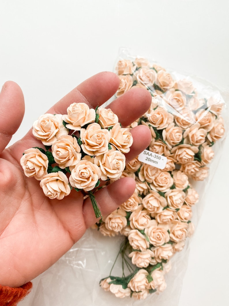 Vanilla Peach Open Rose Mulberry Paper Flowers - CHO0SE QTY & SIZE - Etsy