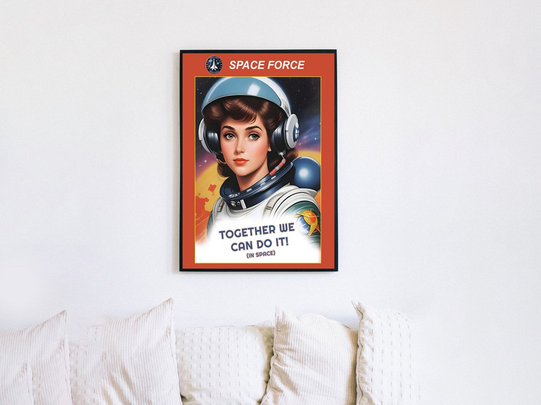 Retro Female, Digital Print, Space Force Astronaut, Vintage Space ...