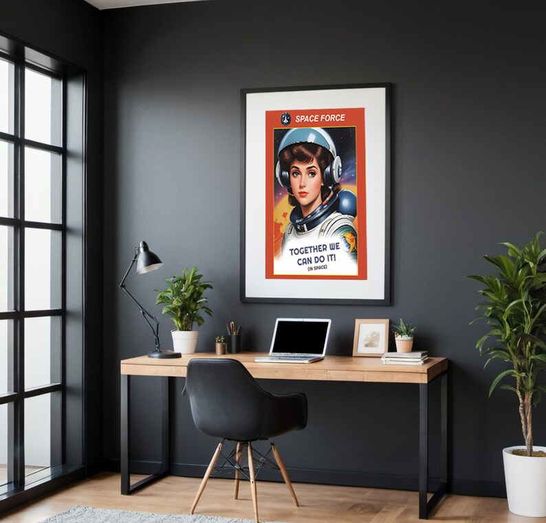 Retro Female, Digital Print, Space Force Astronaut, Vintage Space ...