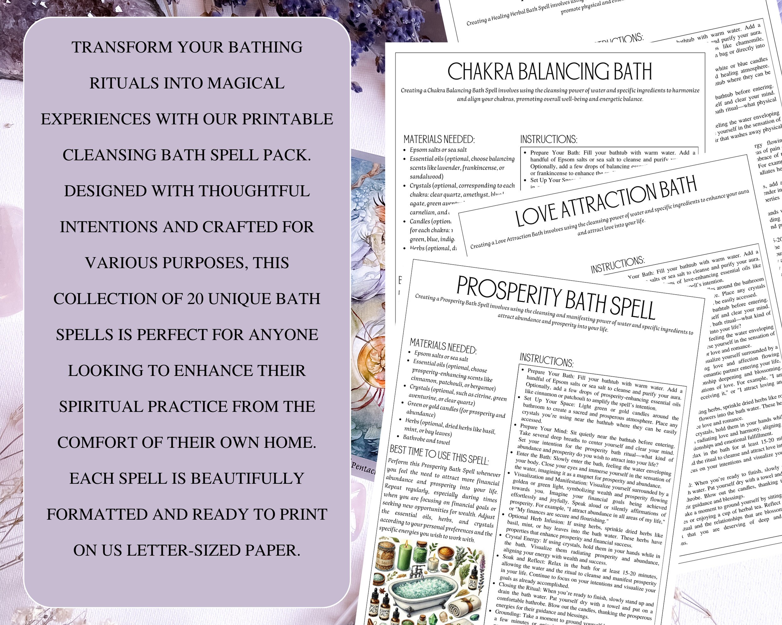 Printable Cleansing Bath Spell Pack 20 Rituals for New Beginnings, Love ...