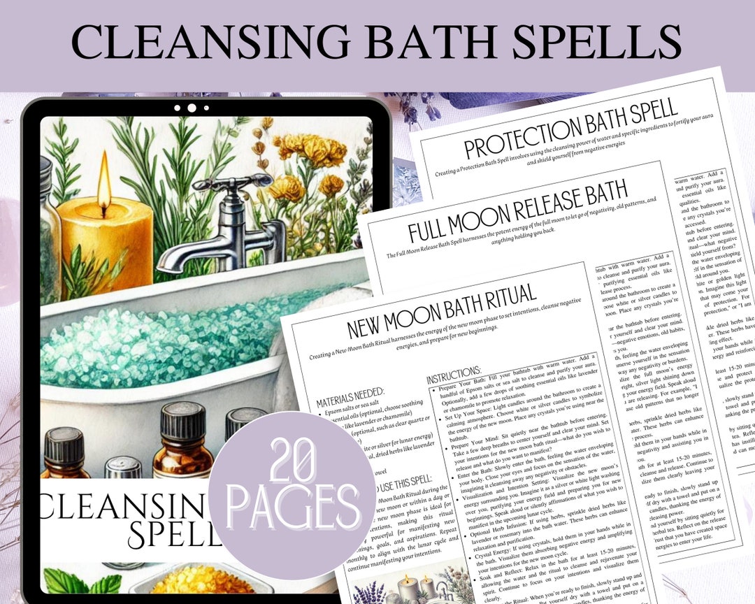 Printable Cleansing Bath Spell Pack 20 Rituals for New Beginnings, Love ...