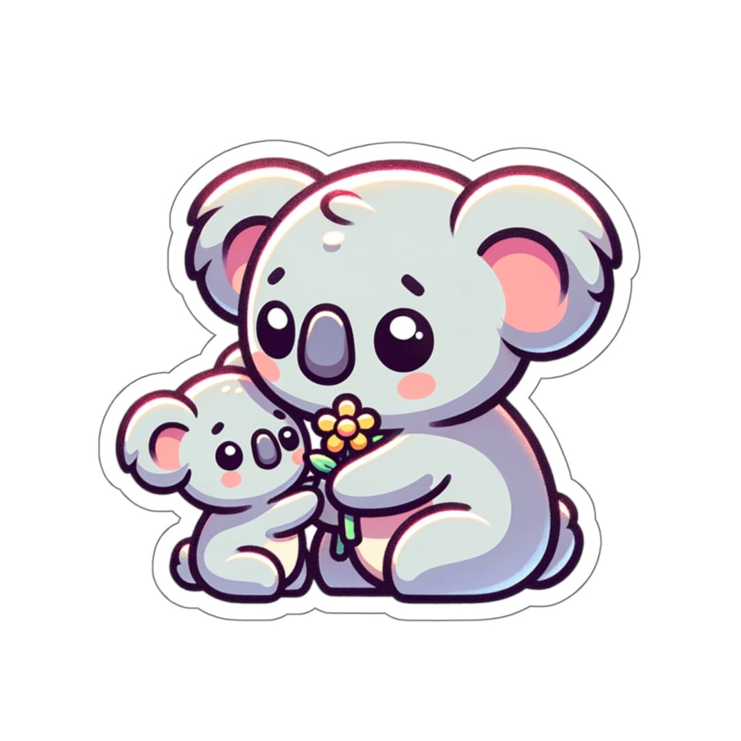 Koala With Flower Sticker, Cute Aesthetic, Journal Decal, Planner Decal ...
