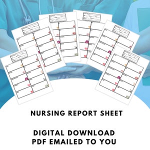Nursing Report Sheet With Pictures. ICU & Med-surg Cute Simple Report ...