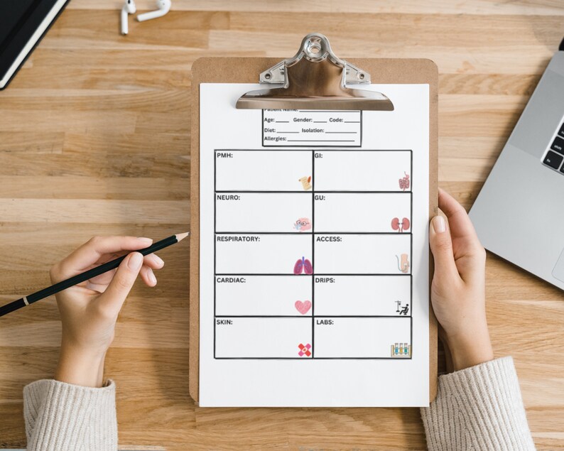 Nursing Report Sheet With Pictures. ICU & Med-surg Cute Simple Report ...