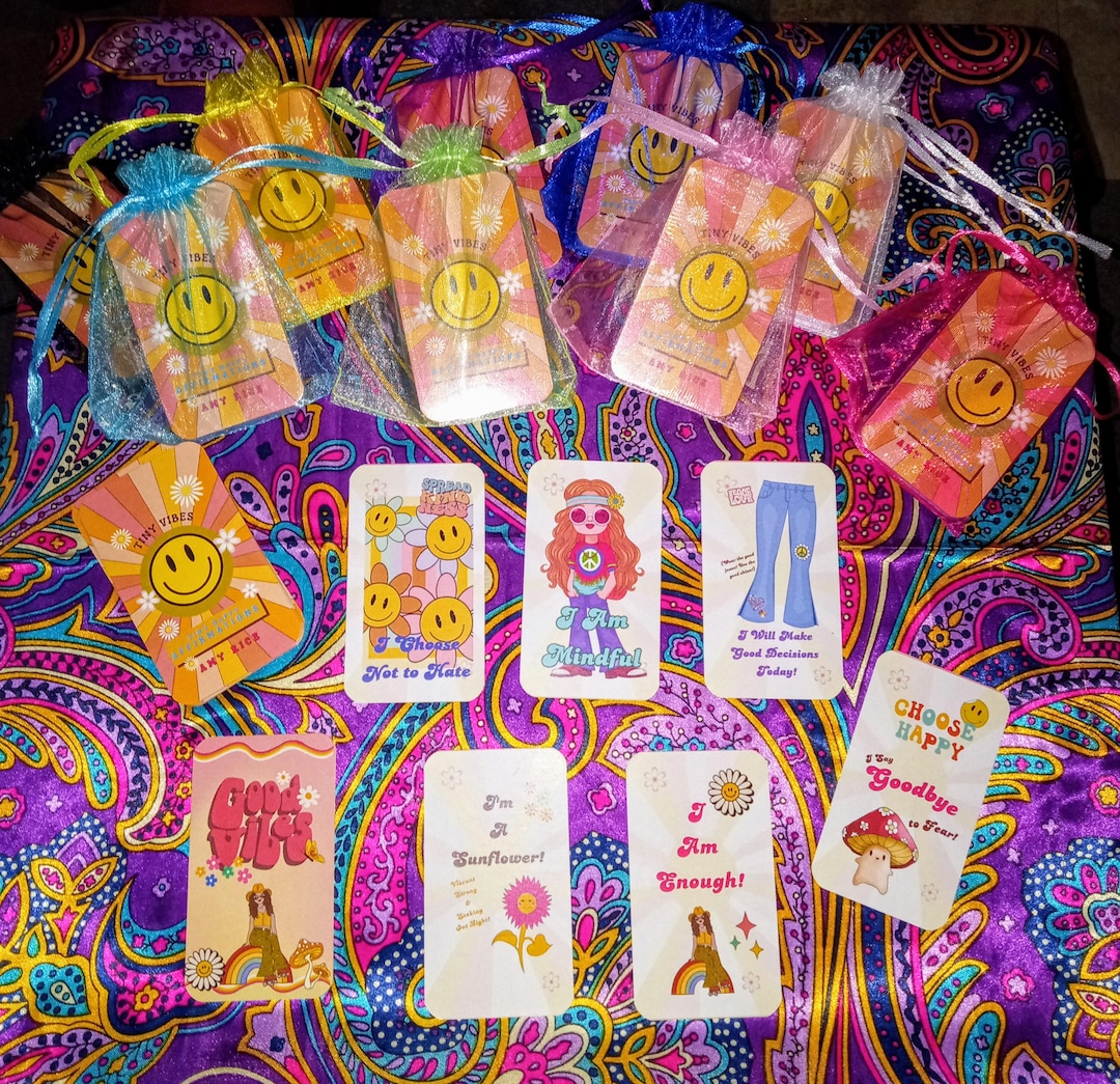 Tiny Affirmation Card Deck: Retro Happy Vibes, Positivity Gift - Etsy