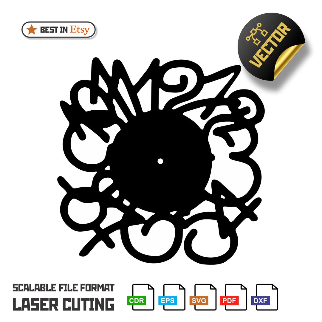 Digital Laser File Clock CDR EPS SVG Art Laser Cutting Files Vector ...