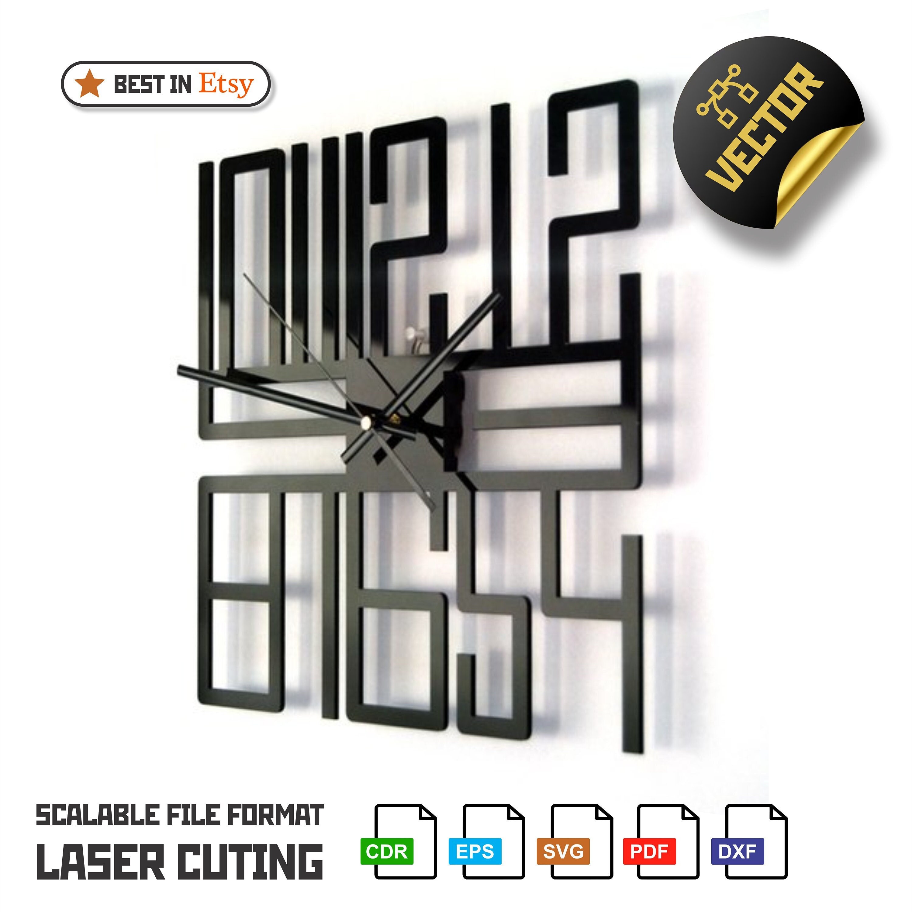 Digital Laser File | Clock CDR EPS SVG | Art Laser Cutting Files Vector ...