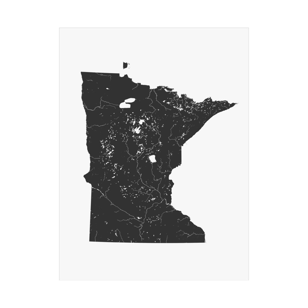 Minnesota Map Poster Lakes and Rivers - Etsy