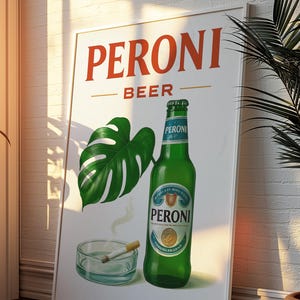 Peroni Mid Century Modern Poster - Beer Wall Art Illustration, Pub Wall ...