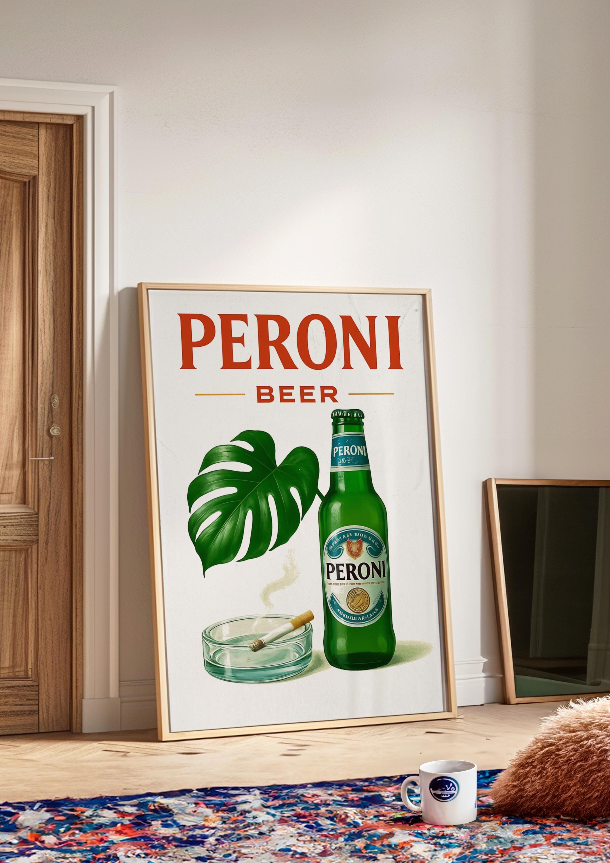 Peroni Mid Century Modern Poster - Beer Wall Art Illustration, Pub Wall ...