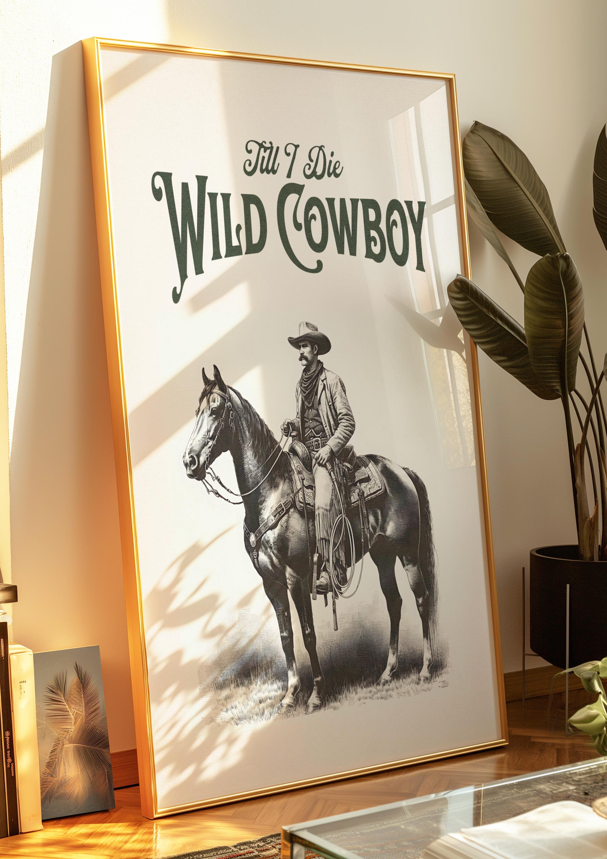 WILD COWBOY Cowboy Quote Print Minimalist Western Wall Art Horseback ...
