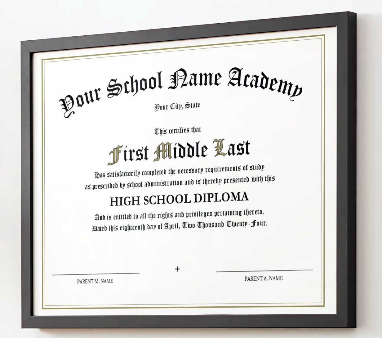 2023, 2024, 2025 homeschool High School Diploma, 2 Signatures ...