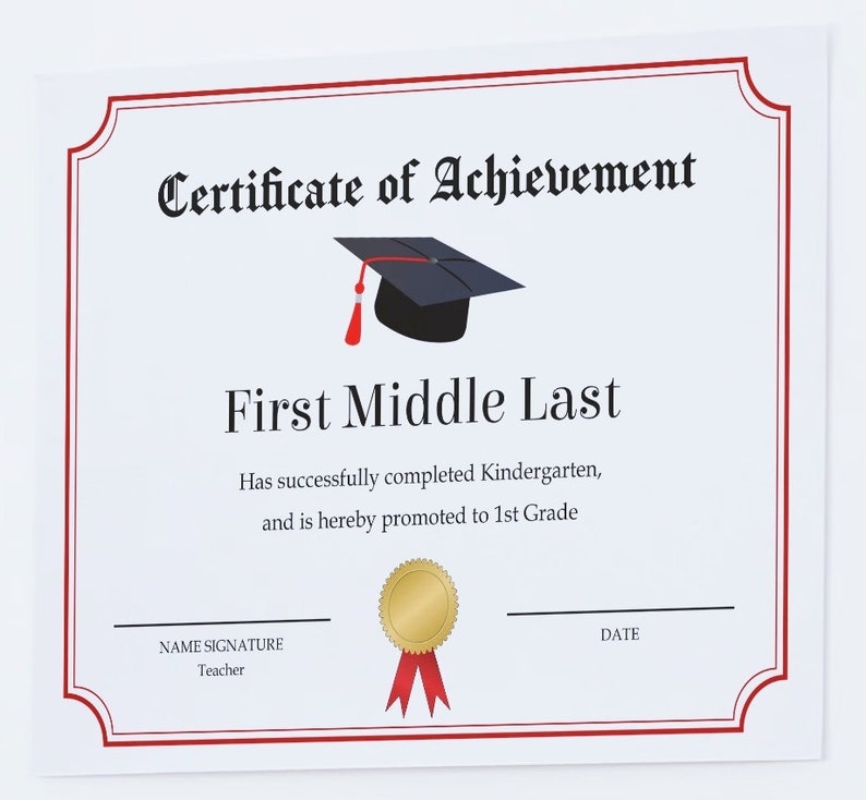 Homeschool Kindergarten Graduation Diploma, Red, Digital PDF File ...