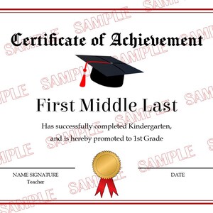 Homeschool Kindergarten Graduation Diploma, Red, Digital PDF File ...