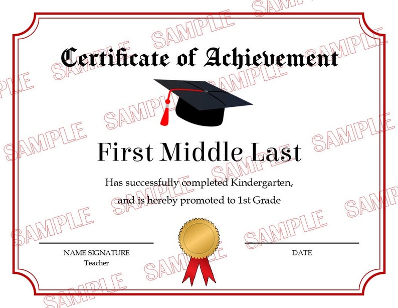 Homeschool Kindergarten Graduation Diploma, Red, Digital PDF File ...