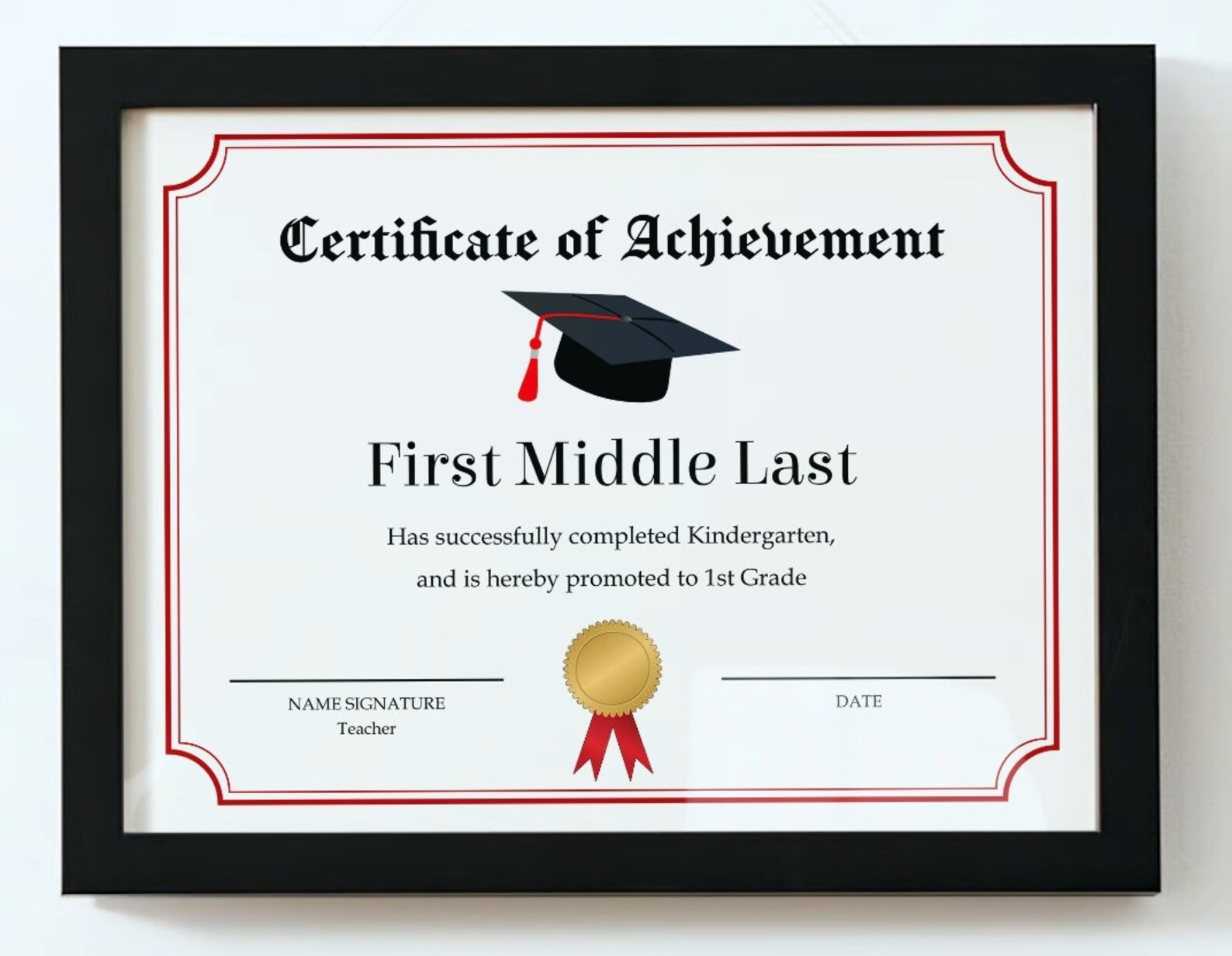 Homeschool Kindergarten Graduation Diploma, Red, Digital PDF File ...