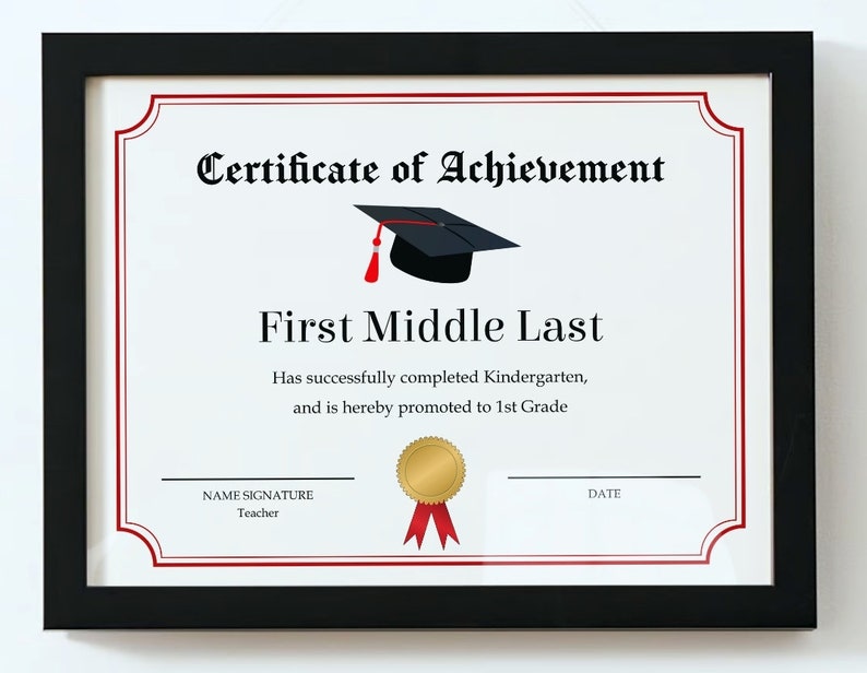 Homeschool Kindergarten Graduation Diploma, Red, Digital PDF File ...