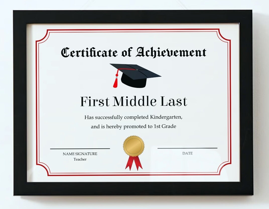 Homeschool Kindergarten Graduation Diploma, Red, Digital PDF File ...