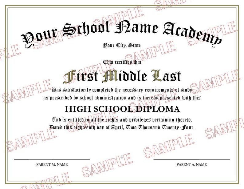 2023, 2024, 2025 homeschool High School Diploma, 2 Signatures ...