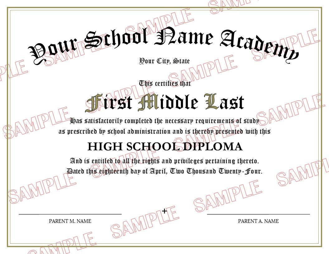 2023, 2024, 2025 homeschool High School Diploma, 2 Signatures ...