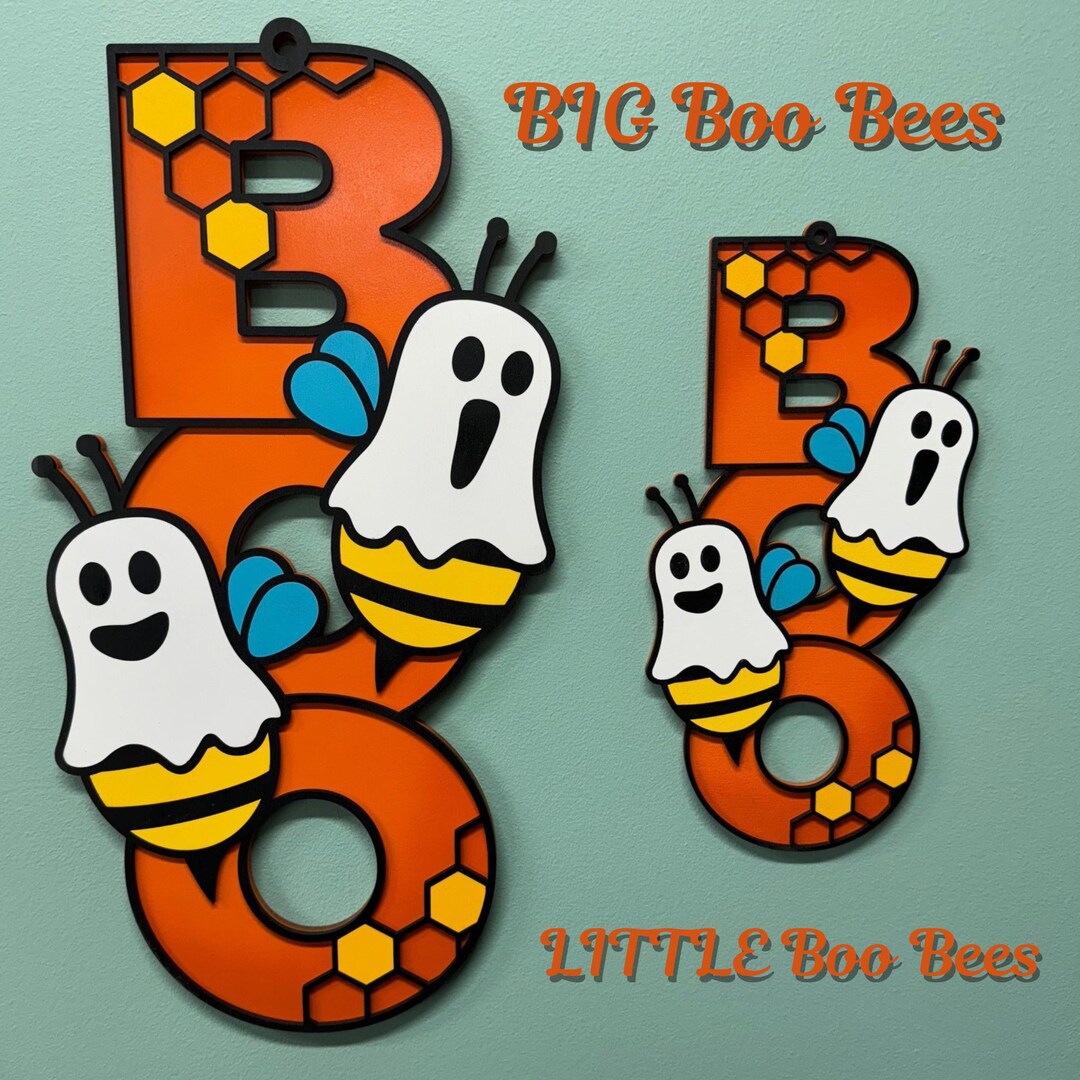 Boo Bees Halloween Decor BIG Boo Bees and Little Boo Bees Wooden Decor ...