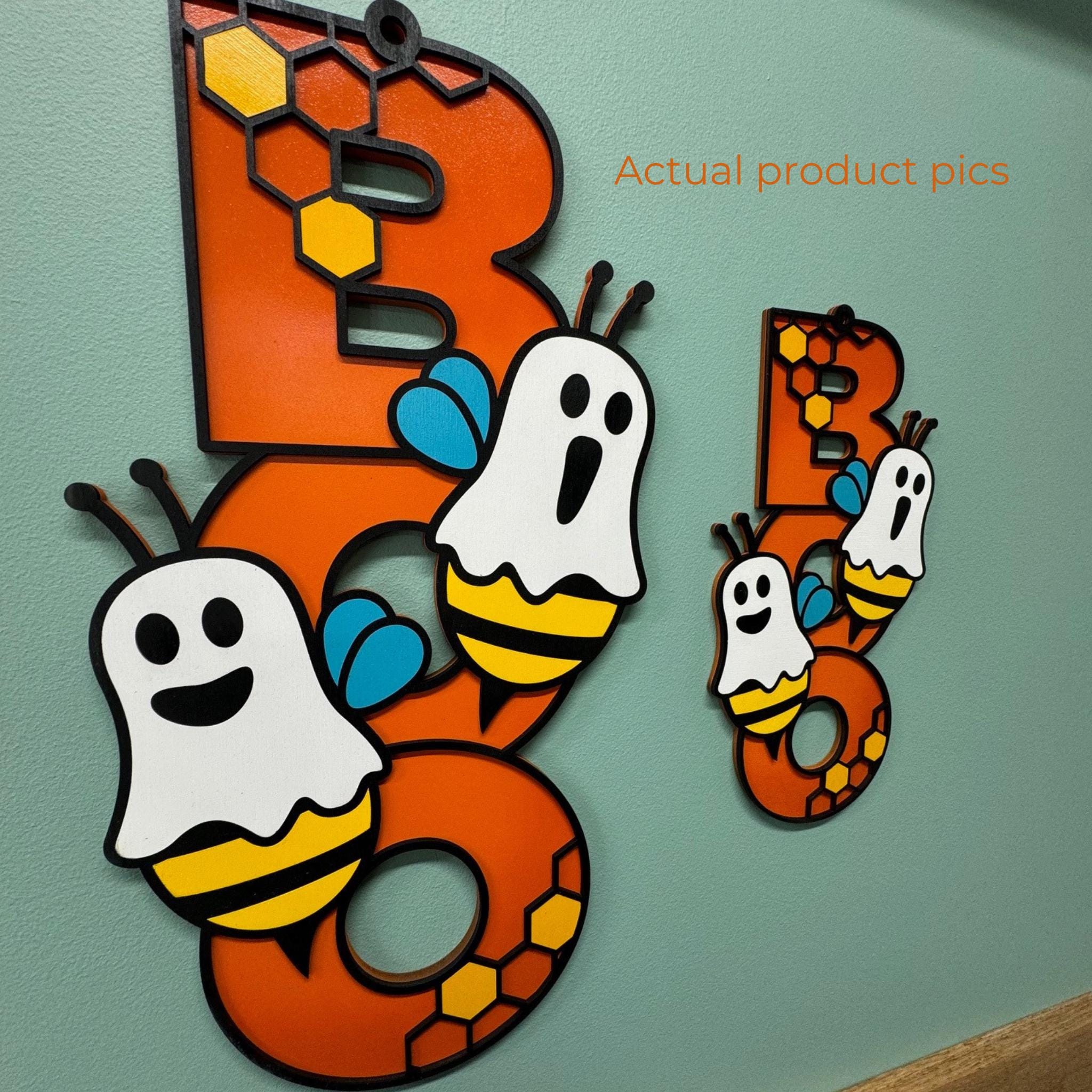 Boo Bees Halloween Decor BIG Boo Bees and Little Boo Bees Wooden Decor ...
