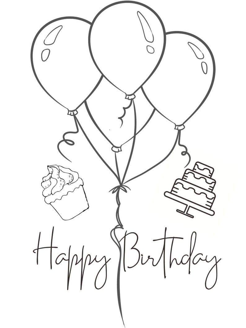 Happy Birthday Color Page - Etsy