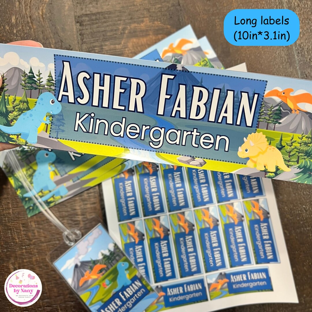 Dinosaur School Labels: Waterproof Kids Stickers - Etsy