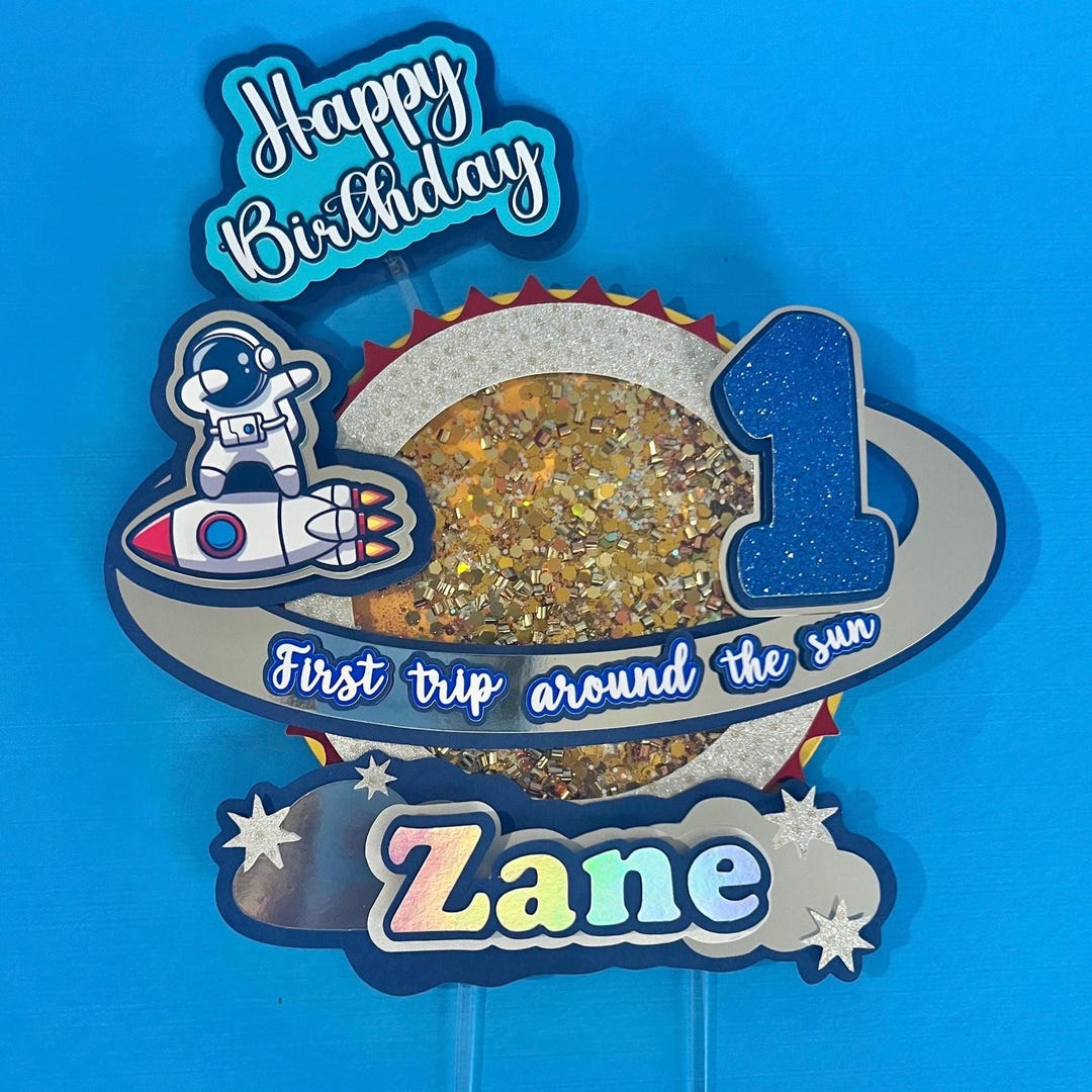 Space 3D Cake Topper Shaker, Astronaut Birthday, Space Party, First ...