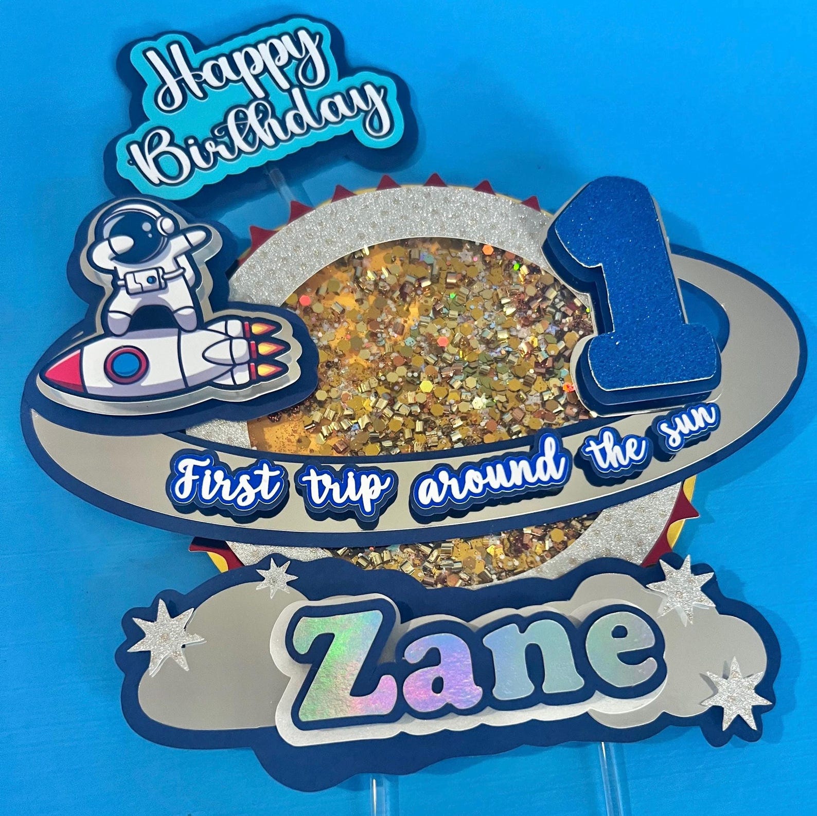 Space 3D Cake Topper Shaker, Astronaut Birthday, Space Party, First ...